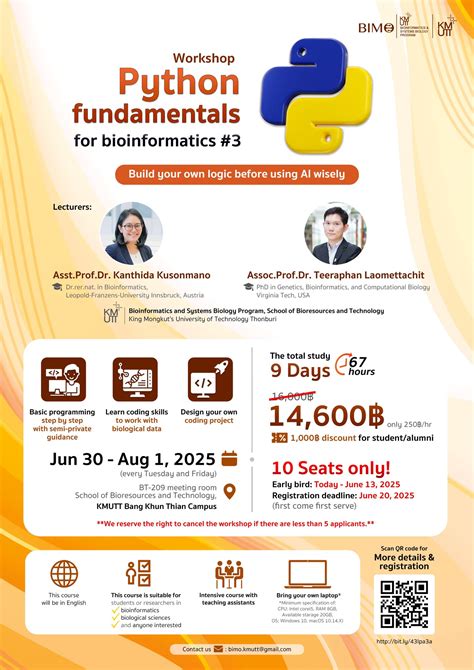 Bioinformatics 🔬 Announcing The 3rd Workshop On Python Fundamentals For Bioinformatics 📅