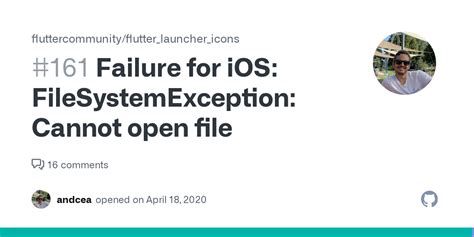 Failure For Ios Filesystemexception Cannot Open File · Issue 161 · Fluttercommunityflutter