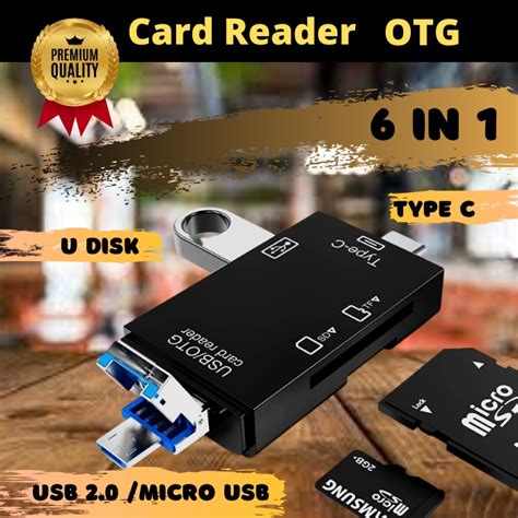Jual Card Reader OTG 6 IN 1 Multifungsi Adapter Micro USB Type C Flashdisk Memory TF Card