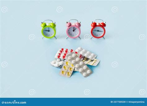 Medication Reminders Pills Drugs Work Bedtime Schedule Time To Take Medication Stock Photo