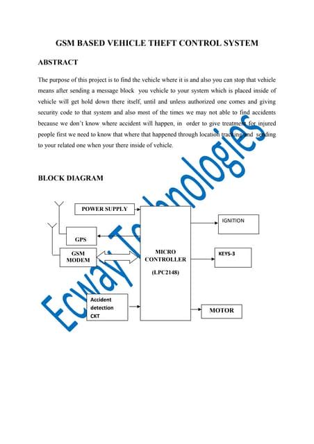 Gsm Based Vehicle Theft Control System Doc