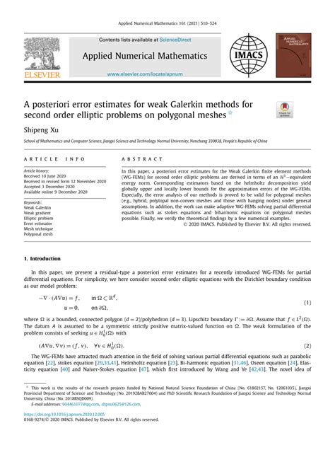 Pdf A Posteriori Error Estimates For Weak Galerkin Methods For Second