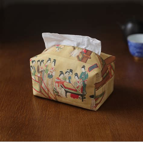 尔雅茶道国风布艺纸巾套抽纸袋棉麻纸巾袋抽纸盒纸巾包古画纸巾盒 阿里巴巴