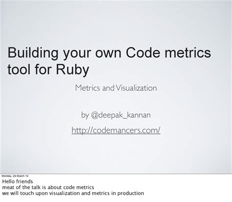 Building Your Own Code Metrics Tool For Ruby Speaker Deck