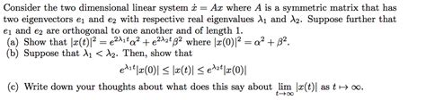 Solved Consider The Two Dimensional Linear System X Ax