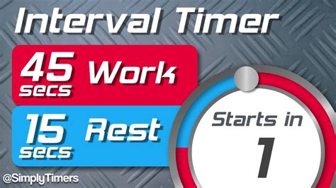 45 Sec Work 15 Sec Rest Interval Timer 4515 Interval Timer Up To 60 Reps Youtube