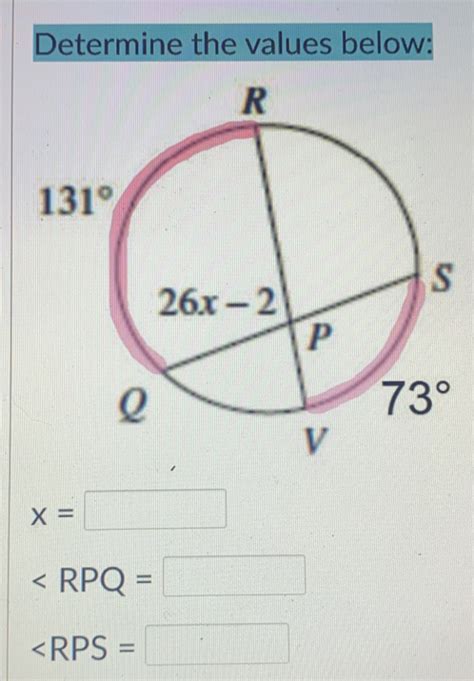solved determine the values below x [algebra]
