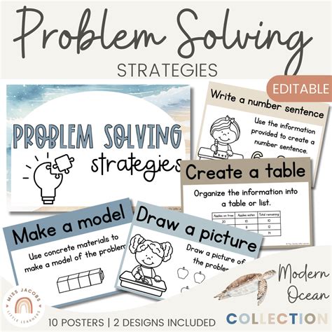 Math Problem Solving Strategies Posters Modern Ocean