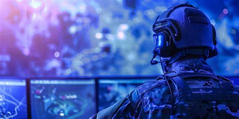 Premium Photo Military Surveillance Officers Monitor Screens In Central Office For National