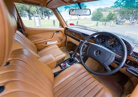 Mercedes Benz W116 Luxury Car Interior With Tan Leather Seats
