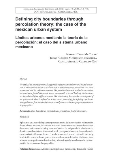 Defining City Boundaries Through Percolation Theory The Case Of The Mexican Urban System