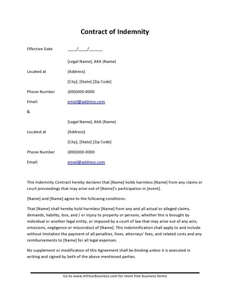 41 Free Indemnification Agreements Word Templatelab