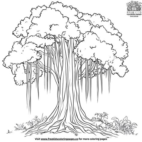 Tree Banyan Drawing Sketch Easy Pages Outline Colouring Draw Coloring