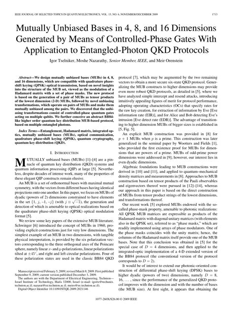 Pdf Mutually Unbiased Bases In 4 8 And 16 Dimensions Generated By Means Of Controlled Phase