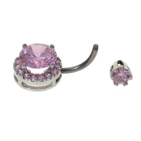 Двустранен ярък кристален пиърсинг със скъпоценен камък Nombril Bar Кръгли халки за пъп Пръстен