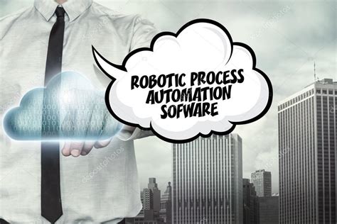 Robotic Process Automation Text On Cloud Computing Theme With Businessman Stock Photo Info