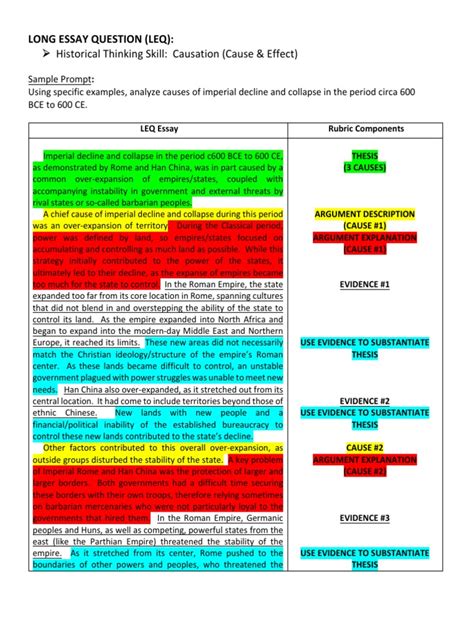 Ap Leq Causation Essay Annotated Sample Pdf Empire Han Dynasty