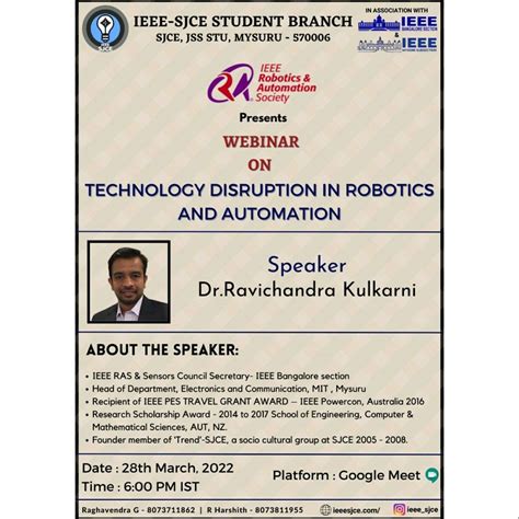 Ieee Sjce On Linkedin Ieee Ieeesjce Ieeeras Roboticsandautomation Technicaltalk