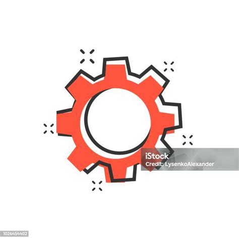 벡터 만화 스타일에서 만화 기어 아이콘입니다 코그 휠 개념 그림 그림 톱니바퀴 章 비즈니스 스플래시 효과 개념입니다 개발에 대한