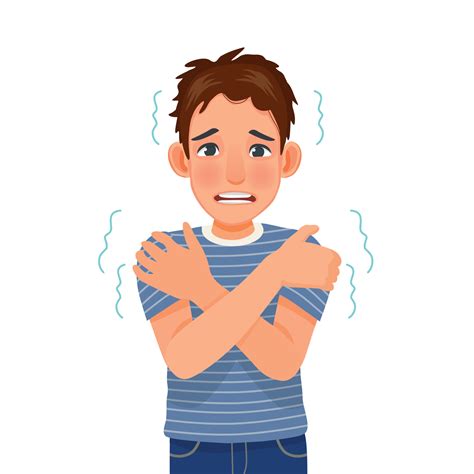 Young Man Trembling Feeling Cold Hugging Himself 13432908 Vector Art At Vecteezy
