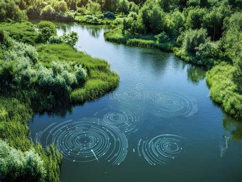Serene Freshwater Ecosystem With Sensor Network For Monitoring And Conservation Stock