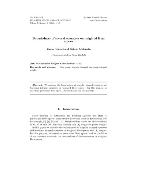 Pdf Boundedness Of Several Operators On Weighted Herz Spaces