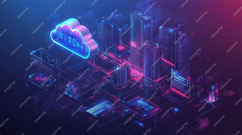 Data Center Infrastructure With Cloud Integration And Network Router Connections Premium Ai