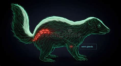 Striped Skunk Anatomy A Detailed 3d Wireframe Illustration Of Scent