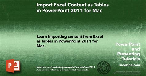 Import Excel Content As Tables In Powerpoint 2011 For Mac