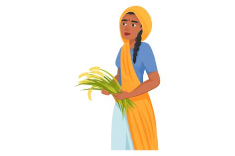 Indian Woman Hold Rice Crops Female Far Graphic By Smartstartstocker · Creative Fabrica