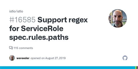 support regex for servicerole les paths · issue 16585 · istio