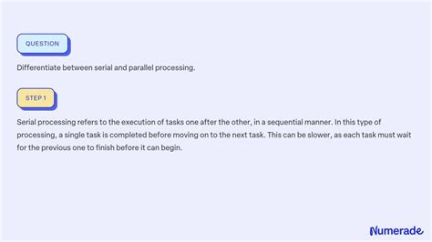 Solveddifferentiate Between Serial And Parallel Processing