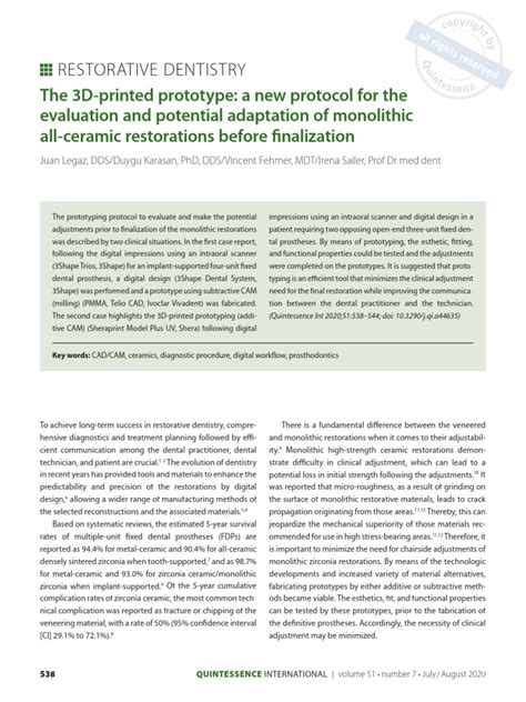 The 3d Printed Prototype A New Protocol For The Evaluation And Potential Adaptation Of