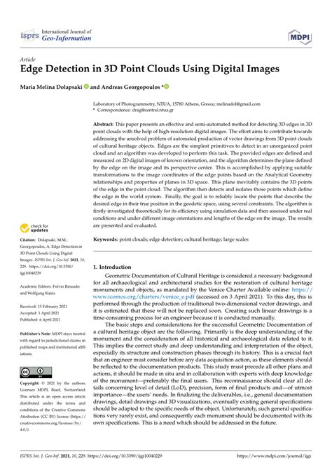 PDF Edge Detection In D Point Clouds Using Digital Images