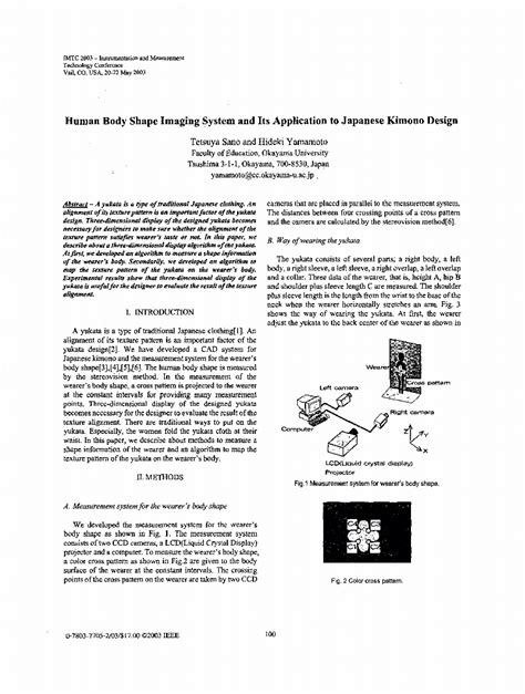Human Body Shape Imaging System And Its Application To Japanese Mmono Design Ieee Conference