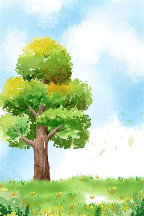 Tree H Background Element On Simple Grass Wallpaper Image For Free Download Pngtree