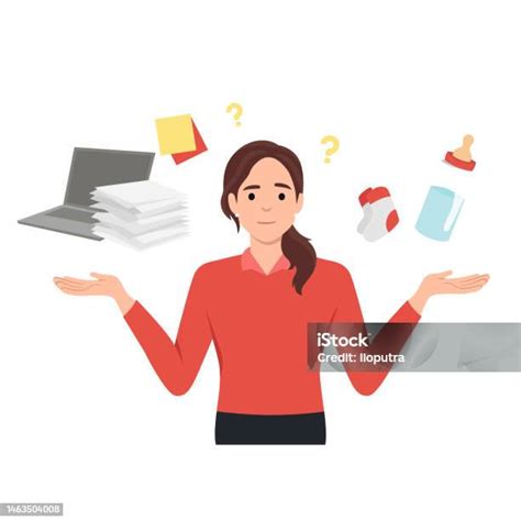 모성이나 직업에 대해 생각하는 혼란스러운 여자 좌절 한 여성은 어머니 또는 사업가가되기로 결정합니다 가족과 직장 흰색 배경에 격리된 평면 벡터 그림 가족에 대한 스톡 벡터