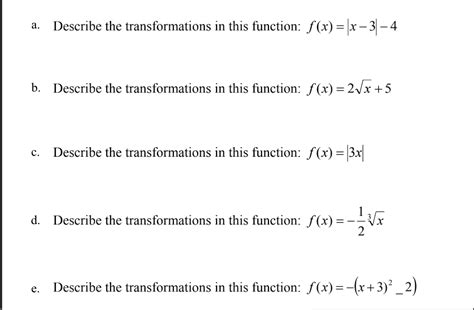 Solved A Describe The Transformations In This Function
