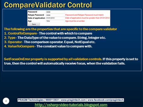 Sql Server Net And C Video Tutorial Part 46 Comparevalidator Control