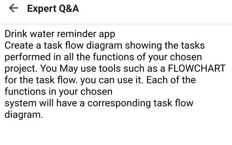 Solved Drink Water Reminder App Create A Task Flow Diagram Chegg Com