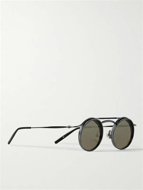 Matsuda Round Frame Titanium And Acetate Mirrored Sunglasses Matsuda