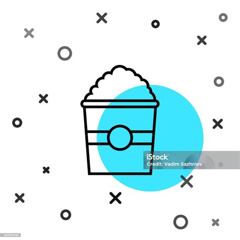 흰색 배경에 격리 된 골판지 상자 아이콘의 검은 줄 팝콘 팝콘 버킷 박스 임의동적 모양 벡터 일러스트레이션 가득 찬에 대한 스톡 벡터 아트 및 기타 이미지 Istock