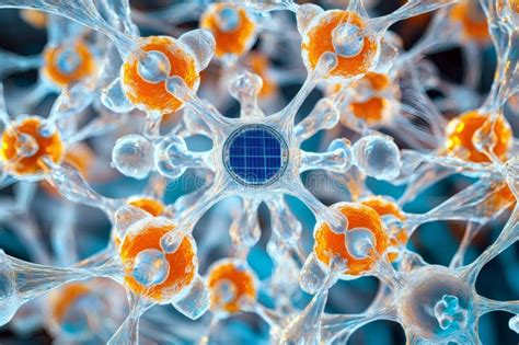 Abstract Depiction Of Molecular Connections Featuring Glowing Orange Spheres And Network