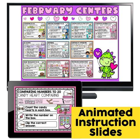 Kindergarten Math Centers February Introduction Slides Lucky