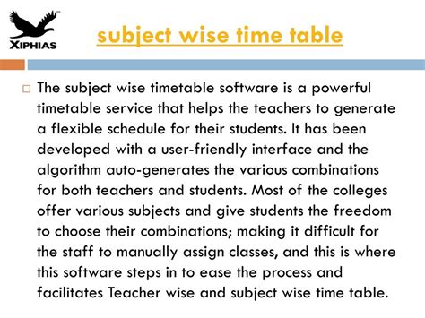 PPT Subject Wise Time Table PowerPoint Presentation Free Download ID