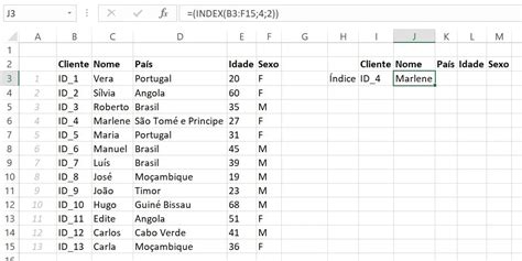 Função INDEX Índice no Excel