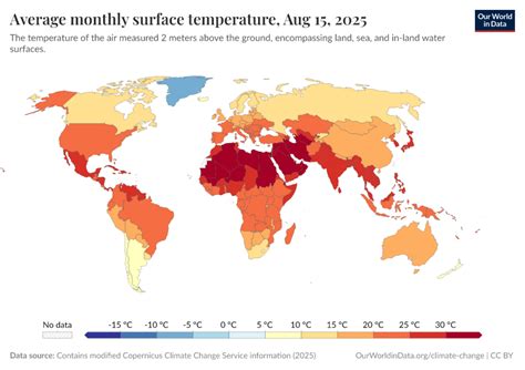 Average Monthly Surface Temperature Our World In Data