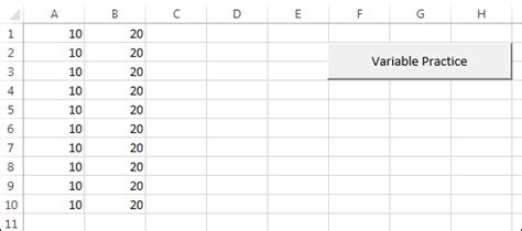 Excel Vba Programming Variable Practice