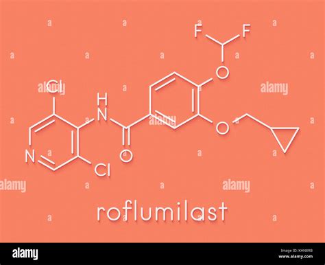 Roflumilast Copd Drug Molecule Pde4 Inhibitor Skeletal Formula Stock