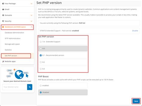 Check Your Php And Database Version Strato